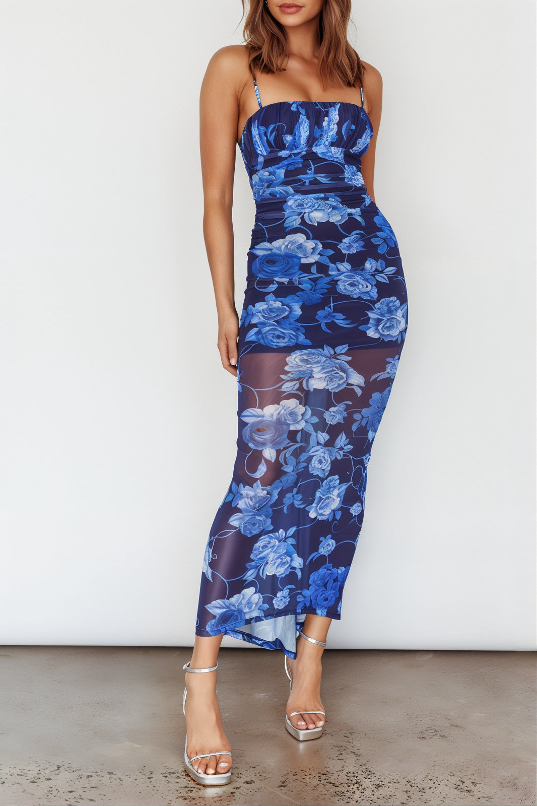Bianca Floral Ruching Midi Dress – NIXII Clothing